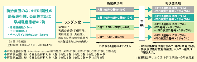 試験概要②｜NEOSPHERE試験｜パージェタ｜HER2陽性乳がんデータブック｜中外製薬株式会社