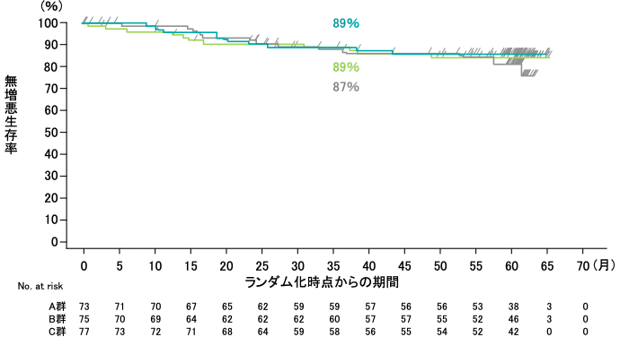 PFS(ITT集団)｜TRYPHAENA試験｜パージェタ｜HER2陽性乳がんデータブック｜中外製薬株式会社
